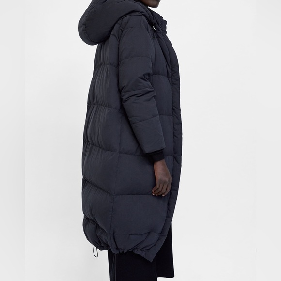 Zara | Jackets & Coats | Zara 0 Down Feather Oversized Hooded Puffer ...